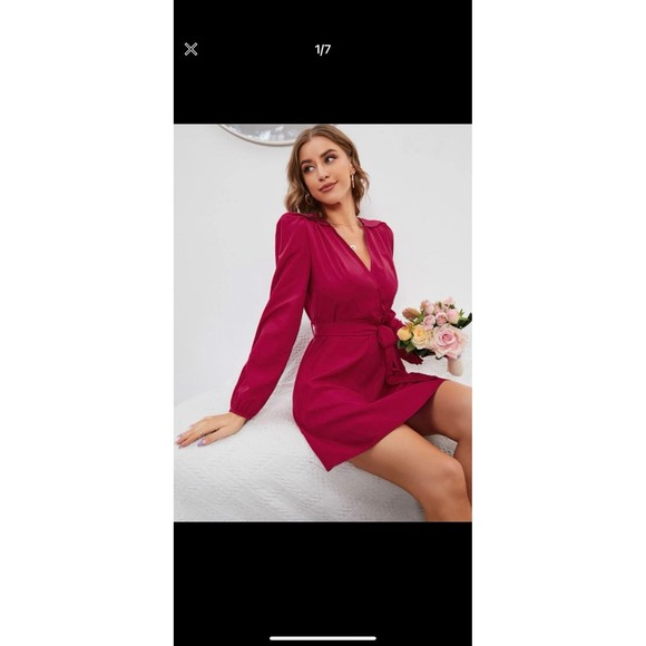 Dresses | Womens Red Belted Dress Mini Large | Poshmark
